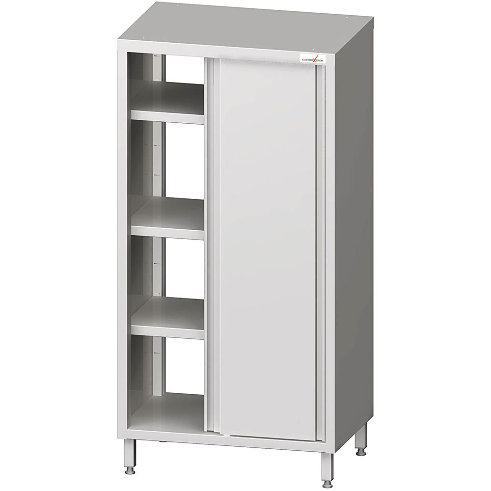 GASTROXTREM Edelstahl Durchreiche-Hochschrank mit Schiebetüren 1800mm Höhe - versch ...